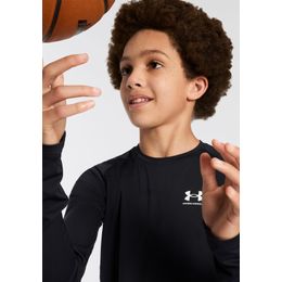 Under Armour Jungen Trainingsshirt "UA HG ARMOUR LS"schwarz,, wei&szlig;, Gr. M, Obermaterial: 90% Polyester, 10% Elasthan, Shirts, mit ergonomischen