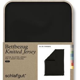 Bettbezug Schlafgut, L:200cm, schwarz, Jersey, Obermaterial: 95% Baumwolle, 5% Elasthan, Bettbez&uuml;ge, "KNITTED JERSEY Bio-Baumwolle mit Elasthan, 170