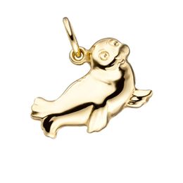 Kettenanh&auml;nger Jobo "Anh&auml;nger Robbe Seehund 10,9 mm", gelbgold 585, Schmuckanh&auml;nger, Damen, Gelbgold 585, Kettenanh&auml;nger, 14 Karat 585 Gold