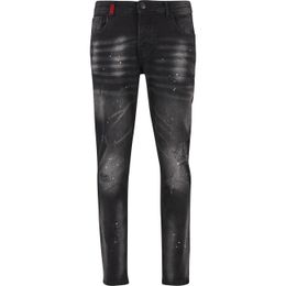 2Y Premium Herren Bequeme Jeans "2Y Premium CARLOS DESTROYED SLIM FIT JEANS"schwarz, Gr. 38, unifarben, 98% Baumwolle, 2% Elasthan, Jeans