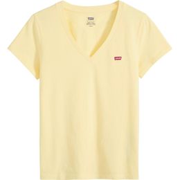 Levi's V-Shirt LEVI'S "Perfect Tee", Damen, Gr. L (40), french vanilla, Jersey, Obermaterial: 100% Baumwolle, Basic, figurbetont h&uuml;ftlang, V-Ausschnitt, abgesteppte Kante, Shirts, mit kleinem Batwing- Logo