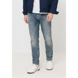 Slim-fit-Jeans Street One MEN, Herren, Gr. 29, L&auml;nge 30, soft gr&uuml;ncast random wash, Jeans, 88% Baumwolle, 10% Polyester, 2% Elasthan, unifarben, lang, Jeans Slim-fit-Jeans, Middle Waist