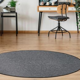 Teppich ANDIAMO, H:5mm &Oslash;:133cm, grau, Kunstfaser, Wohnzimmer, Teppiche, "Luton, Made in Germany", melierte Optik, ideal im Wohnzimmer & Schlafzimmer