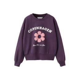 Mango Kids Sweatshirt 'COPEN' M&auml;dchen Gr&ouml;&szlig;e 116 dunkellila / blutrot / wei&szlig;