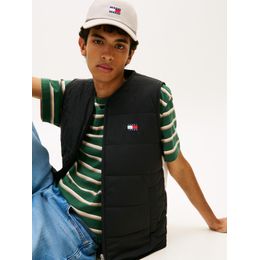 Tommy Jeans Herren Steppweste "TJM HERITAGE FLAG QUILTED"schwarz, Gr. XXL, unifarben, Web, Obermaterial: 100% Nylon, Westen, Underliner Regular fit