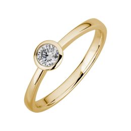 LYOMI Damen Fingerring "585/- Gelbgold 1 synth. Diam. 0,20 ct.", 056 (17,8), 0,2 VS = sehr kleine Einschl&uuml;sse, Goldgelb, Gold, Fingerringe