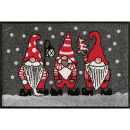 Fu&szlig;matte, B:50cm H:7mm L:75cm, grau, wash+dry by Kleen-Tex, Kunstfaser, Flur, Teppiche, "Winterzwerge", Schmutzfangmatte, rutschhemmend, waschbar