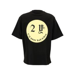 2Y STUDIOS Herren T-Shirt "2Y Studios Herren Smiley Oversize Tee", schwarz, Gr. XS, bedruckt, 100% Baumwolle, Shirts