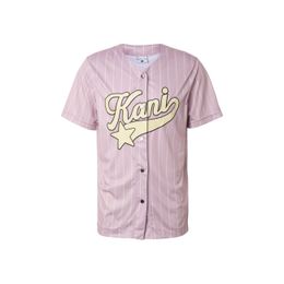 Karl Kani Damen T-Shirt "Karl Kani Woven Signature Pinstripe Baseballshirt"lila, Gr. XS, bedruckt, 100% Polyester, Shirts