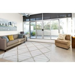 Teppich Kayoom, B:80cm H:13mm L:150cm, beige, Viskose, Wohnzimmer, Teppiche, "Luxury 210", Kurzflor, handweb, Hoch Tief Struktur, Wohnzimmer