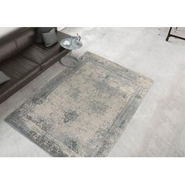 Teppich Kayoom, B:80cm H:10mm L:150cm, grau, Baumwolle, Kunstfaser, Wohnzimmer, Teppiche, "Nostalgia 285", Flachgewebe, Vintage Design, Wohnzimmer