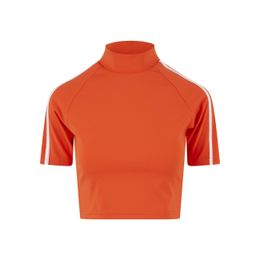 T-Shirt Urban Classics "Urban Classics Ladies High Neck Short Tee", Damen, Gr. L, orange (signalrot), 80% Polyamid, 20% Elasthan, unifarben, normal, hoch geschlossener Ausschnitt, Shirts T-Shirt