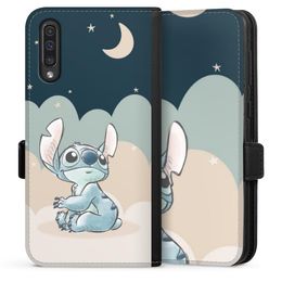 DeinDesign Galaxy A50 Handy Klapph&uuml;lle Handyh&uuml;lle aus Kunst Leder schwarz Flip Case Moon Lilo & Stitch Disney Sideflip mit Lasche