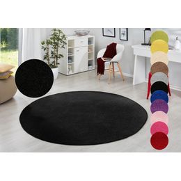 Teppich Hanse Home, H:7mm &Oslash;:200cm, schwarz, Kunstfaser, Wohnzimmer, Teppiche, "Fancy", Kurzflor, Weich, Einfarbig, Wohnzimmer, Schlafzimmer, Esszimmer