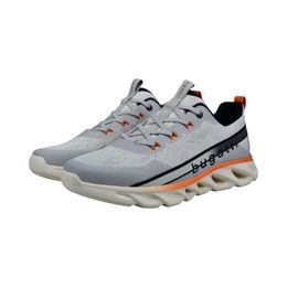 Bugatti Herren Sneaker, Gr. 43wei&szlig;, orange, Schuhe, Runner Sneaker, Freizeitschuh, Slip-on Sneaker mit Elastiksenkeln