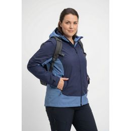 Maier Sports Damen Regenjacke "D GG Allwetterjacke", blau, Gr. 58, kontrastfarbene Details, unifarben mit Farbeins&auml;tzen, Web, Obermaterial: 100%
