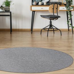 Teppich ANDIAMO, H:5mm &Oslash;:133cm, grau, Kunstfaser, Wohnzimmer, Teppiche, "Luton, Made in Germany", melierte Optik, ideal im Wohnzimmer & Schlafzimmer
