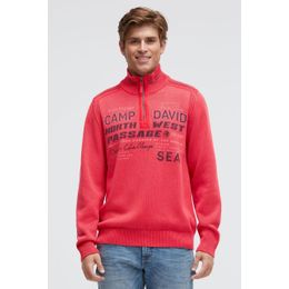 Troyer CAMP DAVID, Herren, Gr. 4XL, rot, Strick, Material: 100% Baumwolle, bedruckt, regular fit normal, hoch geschlossener Ausschnitt, eingesetzt Rippb&uuml;ndchen, Pullover Troyer, aus Baumwolle