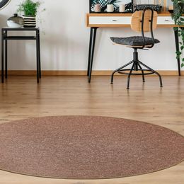 Teppich ANDIAMO, H:5mm &Oslash;:200cm, braun, Kunstfaser, Wohnzimmer, Teppiche, "Luton, Made in Germany", melierte Optik, ideal im Wohnzimmer & Schlafzimmer