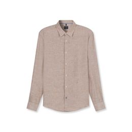 OLYMP Herren Langarmhemd "OLYMP Casual, Regular Fit, Kent", braun, Gr. L, 100% Leinen, Hemden