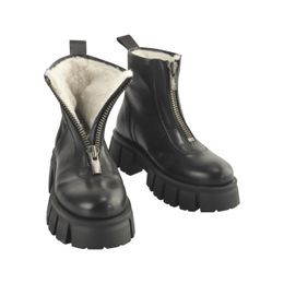 Buffalo Damen Stiefel "Buffalo ESCAPE FRONTZIP WARM", Gr. 40, schwarz, Kunstfaser, unifarben, Schuhe