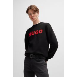 Sweatshirt Hugo "Dem", Herren, Gr. L, schwarz001, Sweatware, Obermaterial: 100% Baumwolle, unifarben, regular fit normal, Rundhals, Rippb&uuml;ndchen, Sweatshirts Sweatshirt, Rundhalsausschnitt, Regular Fit, Hugo Druck