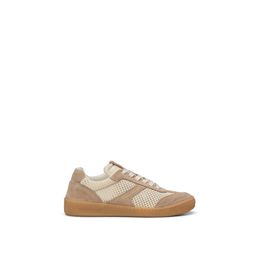 Marc O'Polo MARC O'POLO Damen Sneaker "aus edlem Rindleder mit H&auml;keleins&auml;tzen", Gr. 37, beige, Obermaterial: 50% Leder, 25% Baumwolle, 25% Polyester, unifarben,