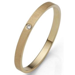 Firetti Damen Trauring "Schmuck Geschenk Gold 375 Hochzeit Ehering "LIEBE"", 52, 0,01 SI = kleine Einschl&uuml;sse mit Brillant, Gelbgold 375, 2mm, gold,