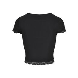 Urban Classics Damen T-Shirt "Urban Classics Damen Ladies Cropped Lace Hem Tee", schwarz, Gr. 4XL, unifarben, 86% Polyamid, 14% Elasthan, Shirts
