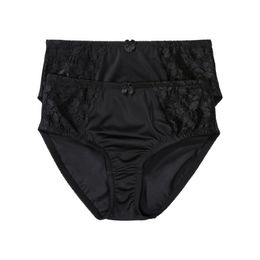 bonprix Damen Maxislip "Maxislip mit zarter Spitze (2er Pack)", Gr. 52, schwarz, Obermaterial: 80% Polyamid, 20% Elasthan. Spitze: 90% Polyamid, 10%
