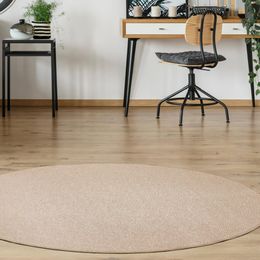 Teppich ANDIAMO, H:5mm &Oslash;:133cm, beige, Kunstfaser, Wohnzimmer, Teppiche, "Luton, Made in Germany", melierte Optik, ideal im Wohnzimmer & Schlafzimmer