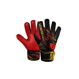 Reusch Kinder Torwarthandschuhe "Attrakt Solid Junior", gold, Gr. 5, mehrfarbig, 29% Polyester, 5% Lederimitat, 1% Baumwolle, Handschuhe, mit Expanse