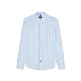 OLYMP Herren Langarmhemd "OLYMP Casual, Regular Fit, Kent", blau, Gr. XL, 100% Leinen, Hemden