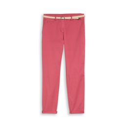 Tom Tailor Damen Slim Chino Hose mit G&uuml;rtel, rot, Uni, Gr. 34/30