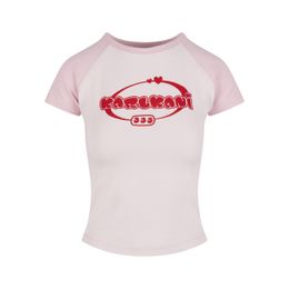 Karl Kani Damen T-Shirt "Karl Kani Woven Signature Kk Heart Tiny Tee", rosa, Gr. XS, bedruckt, 95% Baumwolle, 5% Elasthan, Shirts