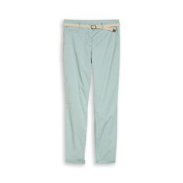 Tom Tailor Damen Slim Chino Hose mit G&uuml;rtel, blau, Uni, Gr. 44/32