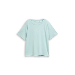 Tom Tailor Damen T-Shirt aus Baumwolle, gr&uuml;n, Uni, Gr. M