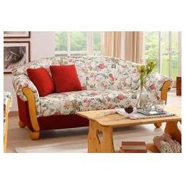 2-Sitzer Home Affaire "Milano, bequem durch Federkern, kompakte Stellma&szlig;e: Breite 159cm", rot (rot, gebl&uuml;mt), B:159cm H:83cm T:81cm, Chenille &raquo;Esparta&laquo; (70% Polyacryl, 30% Polyester) auf Korpus und Zierkissen, Sitz und R&uuml;cken im Blumenmuster &raquo;Paradise&laquo; (100% Polyester);Chenille &raquo;Esparta&laquo; (70% Polyacryl, 30% Polyester) mit Zierkissen im Blumenmuster &raquo;Paradise&laquo; (100% Polyester), Sofas