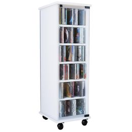 Media-Regal Vcm "Holz CD DVD Stand Regal Schrank Valenza Glast&uuml;r", wei&szlig;, B:31cm T:35cm, Regale