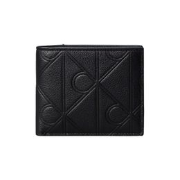Geldb&ouml;rse Calvin Klein "XL EMBLEM AOP EMBOSS BILLFOLD W", Damen, schwarz, Leder, Basic, Kleinlederwaren, Geldbeutel, Portemonnaie, Money Pocket