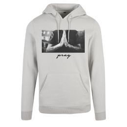 Rundhalspullover MisterTee "MisterTee Herren Pray Hoody", Herren, Gr. M, lightasphalt, 65% Baumwolle, 35% Polyester, unifarben, normal, ohne Ausschnitt, Pullover Rundhalspullover