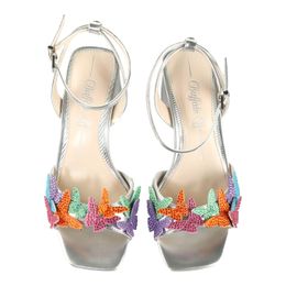 High-Heel-Pumps Buffalo "Buffalo APRIL BUTTERFLY GLAM", Damen, Gr. 40, silber, multi, Polyurethan, Schuhe