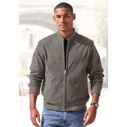 H.I.S. Cordjacke H.I.S "- Blouson mit Rei&szlig;verschluss", Herren, Gr. L, hellgrau, Cord, Obermaterial: 100% Polyester, unifarben, regular fit normal, Rundhals, Rippb&uuml;ndchen, Jacken Cordjacke, Pilotenjacke / &Uuml;bergangsjacke aus Cord, regular fit