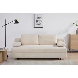 Schlafsofa OTTO HOME "ONNIKO Cord, Breite: 192 cm, Liegefl&auml;che 121x192 cm, softer Cord-Bezug", creme, B:192cm H:84cm T:82cm, 100% Polyester, Sofas, Schlafsofa, mit Bettfunktion & Bettkasten, Topseller