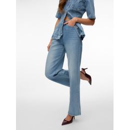 V&eacute;ro Moda High-waist-Jeans VERO MODA "VMVEGA HR WIDE DENIM JEANS SI389 NOOS", Damen, Gr. 26, L&auml;nge 32, light blau denim, Denim/Jeans, Obermaterial: 100% Baumwolle, unifarben, oversize lang, Jeans High-waist-Jeans, Baumwolle, wide fit, high waist