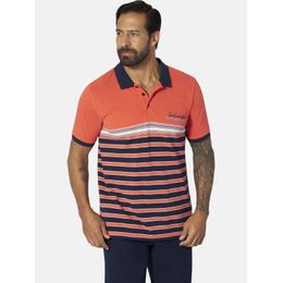 Poloshirt Jan Vanderstorm "Poloshirt MARKUR", Herren, Gr. XL, orange (hellorange gestreift), Obermaterial: 100% Baumwolle CO., Shirts Poloshirt