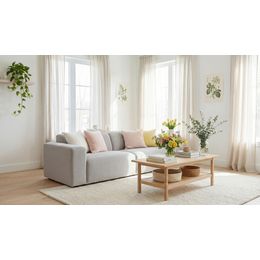 3-Sitzer OTTO HOME "Koa, 228 cm, Modulsofa in Cord, Chenille, Struktur, Webstoff", grau (warm grau), B:228cm H:88cm T:98cm, 62% Polypropylen, 32% Polyester, Sofas, 3-Sitzer, Designsofa, weicher Lounge-Sitzkomfort, Welleunterfederung, bodentief