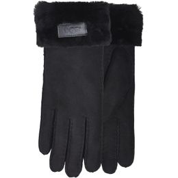 UGG Australia Lederhandschuhe UGG "W TURN CUFF GLOVE", Damen, Gr. L, schwarz, Lammleder, unifarben, Handschuhe Lederhandschuhe