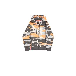 Hoodie Alpha Industries "Basic Zip Hoodie BL Camo PP", Damen, Gr. S, orange (orange grau camo), Obermaterial: 80% Baumwolle, 20% Polyester, regular fit, Sweatshirts Hoodie
