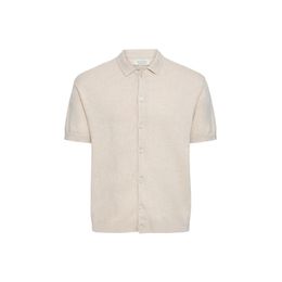Kurzarmshirt Casual Friday "Kurzarmhemd CFBells", Herren, Gr. L, beige (summer sand melange), Obermaterial: 50% Baumwolle CO. 50% Lyocell CLY., Shirts Kurzarmshirt